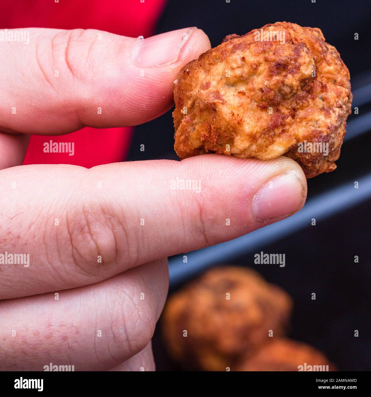 Détails des boulettes de viande frite fraîches aux épices. Nourriture ...