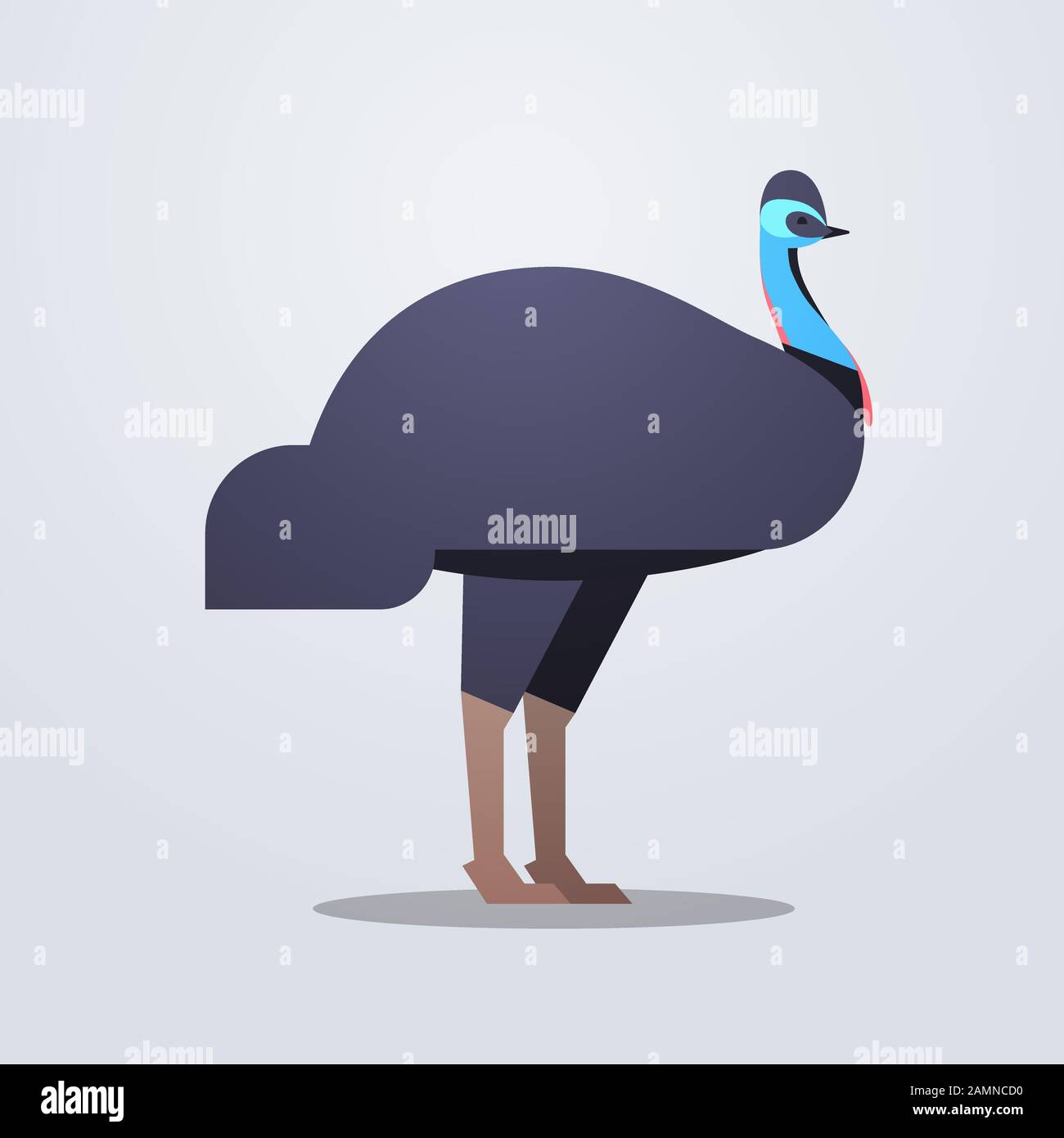 icône emu mignon dessin animé animal sauvage symbole avec ombre faune ...