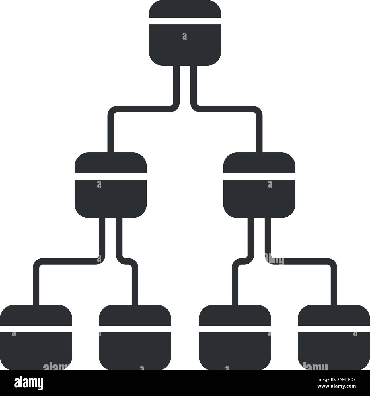 Icône de glyphe de diagramme d'arborescence. Système hiérarchique ...