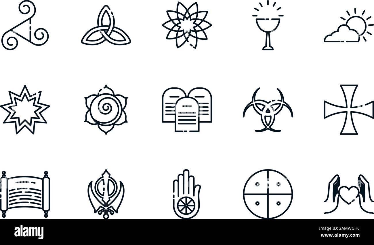 Ensemble d'icônes de symbole mondial religieux design vectoriel Image ...