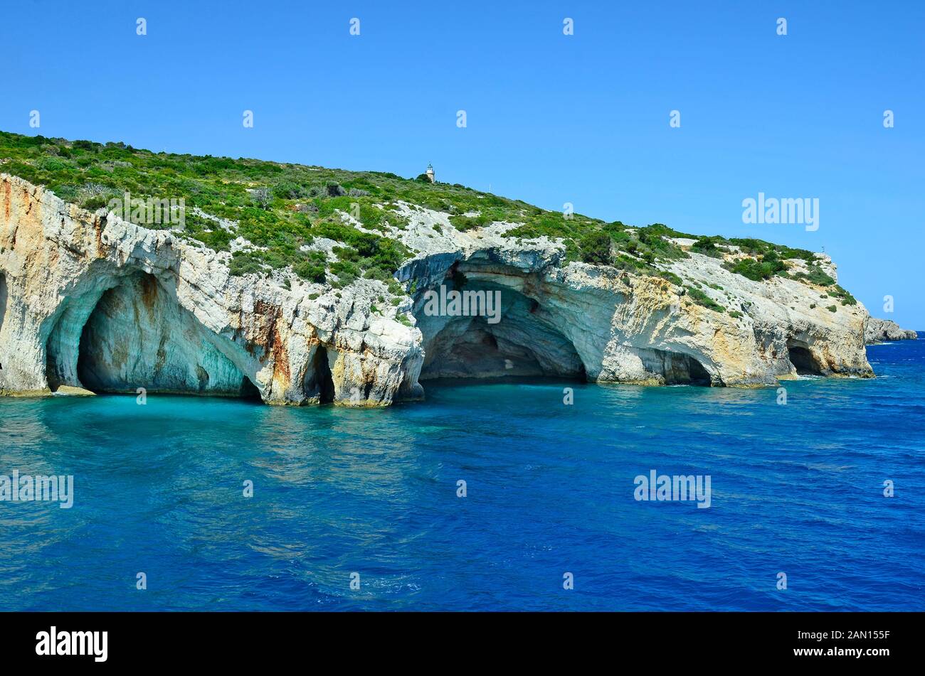 La Grèce, l'île de Zakynthos, le phare sur le cap Skinari Photo Stock ...