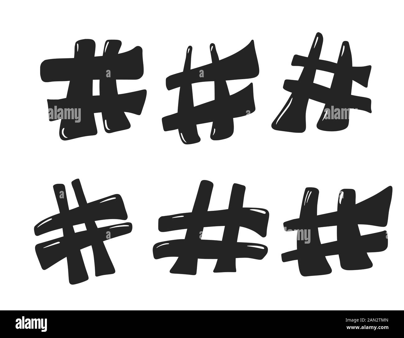 Ensemble de hashtag ou de signe numérique isolé sur fond blanc ...