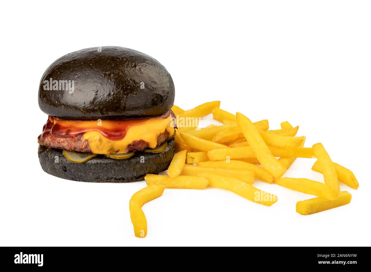 Cheeseburger frite maison noir et blanc Banque de photographies et d ...