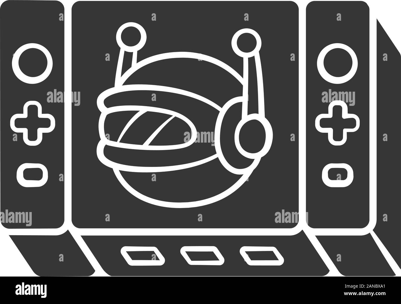 Bot jeu icône glyphe. Les algorithmes de logiciel d'intelligence artificielle. La réalité ...