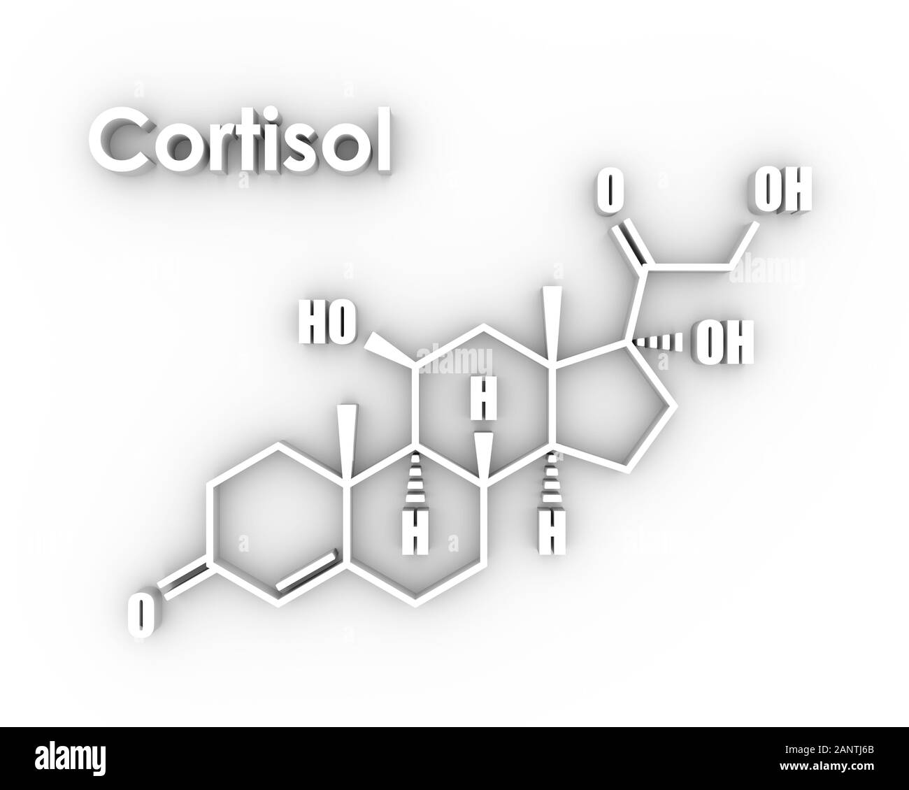 Formule moléculaire chimique cortisol d'hormone. Illustration ...