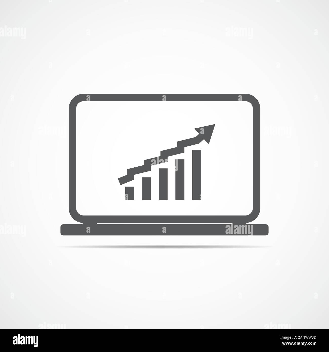 Graphique à barres de plus en plus sur l'écran du portable. Tableau de ...