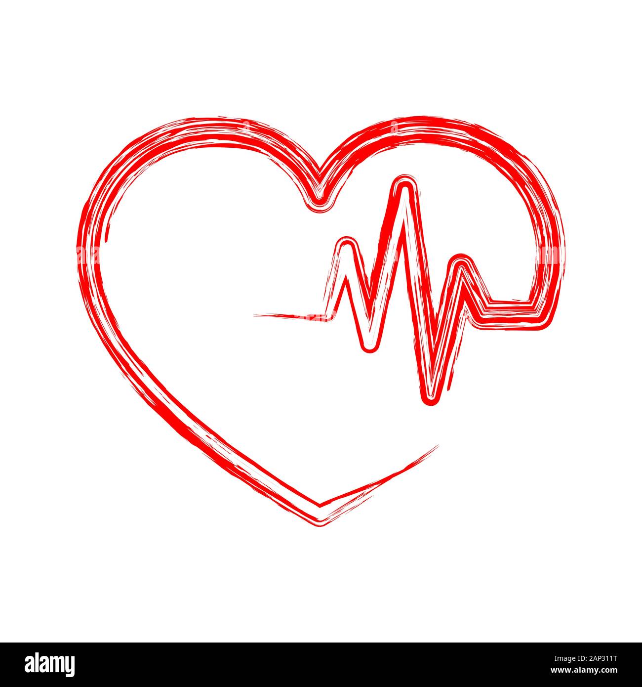 Icône de cœur rouge signe avec heartbeat. Vector illustration. Coeur ...