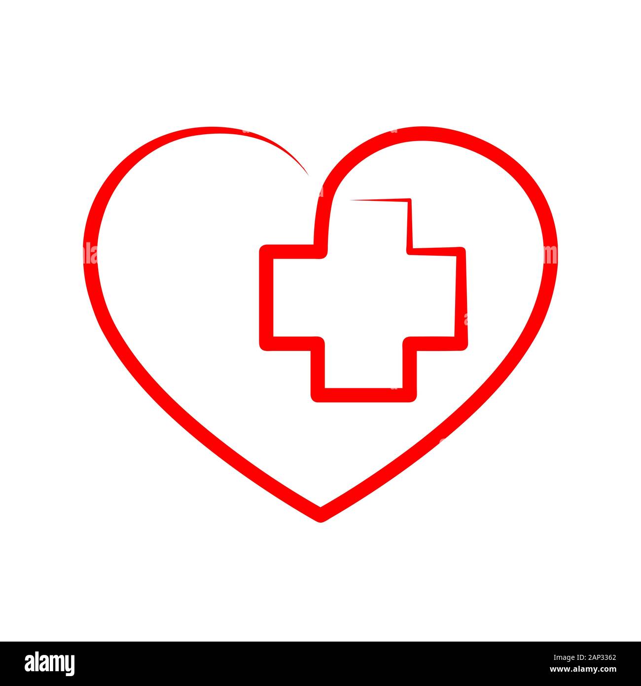 Croix médicale à l'intérieur dans le symbole du cœur. Médicaux, signe ...