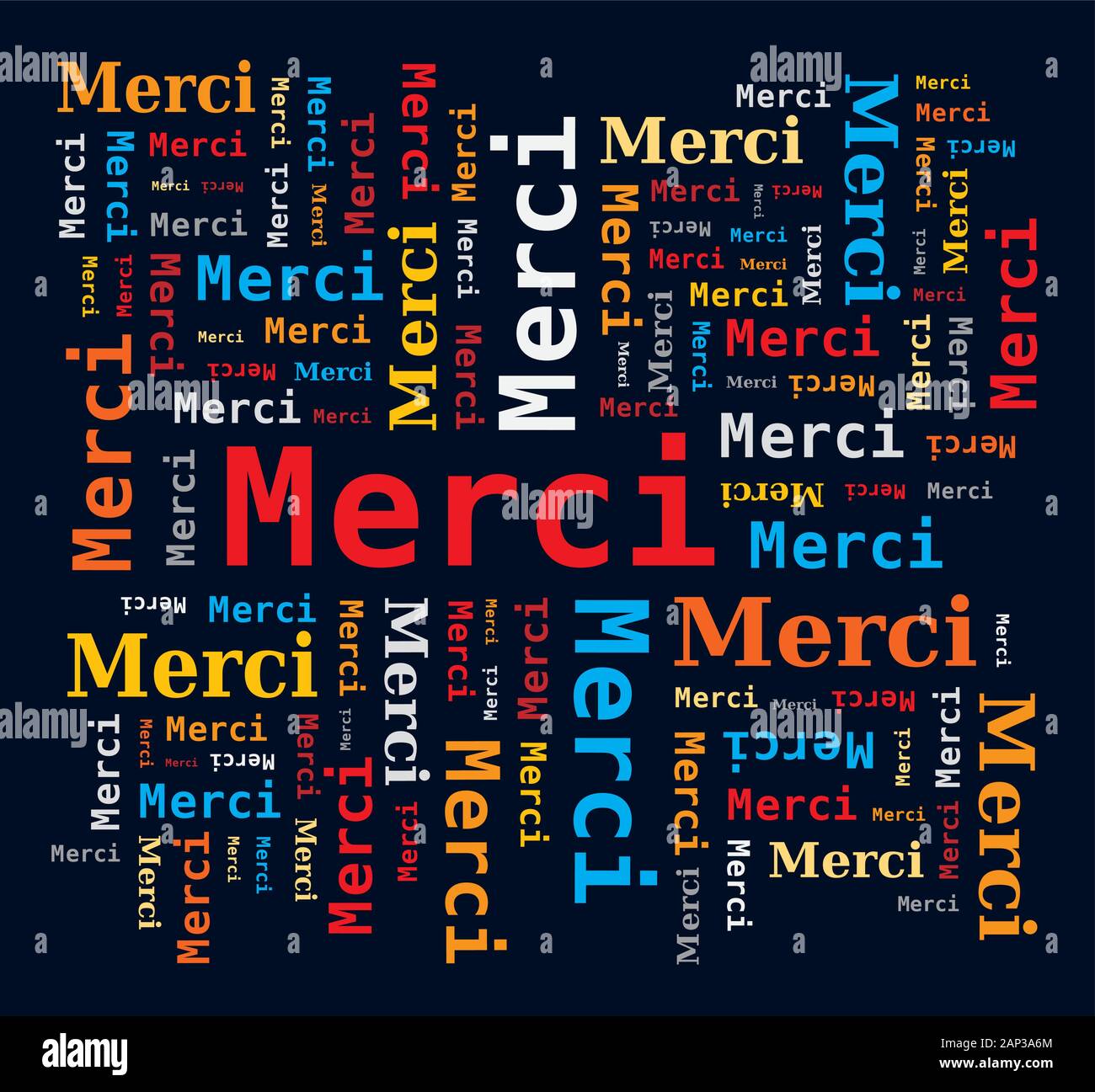 Word Cloud - Merci en français - Merci. Lettres multicolores et ...