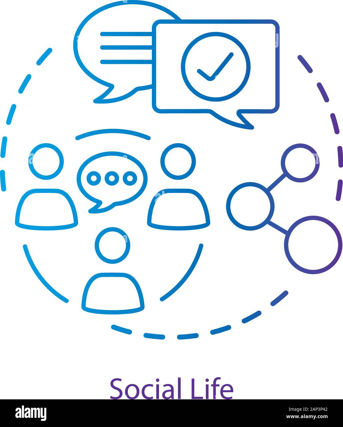 La socialisation et l'icône de réseau concept. La vie sociale, les ...