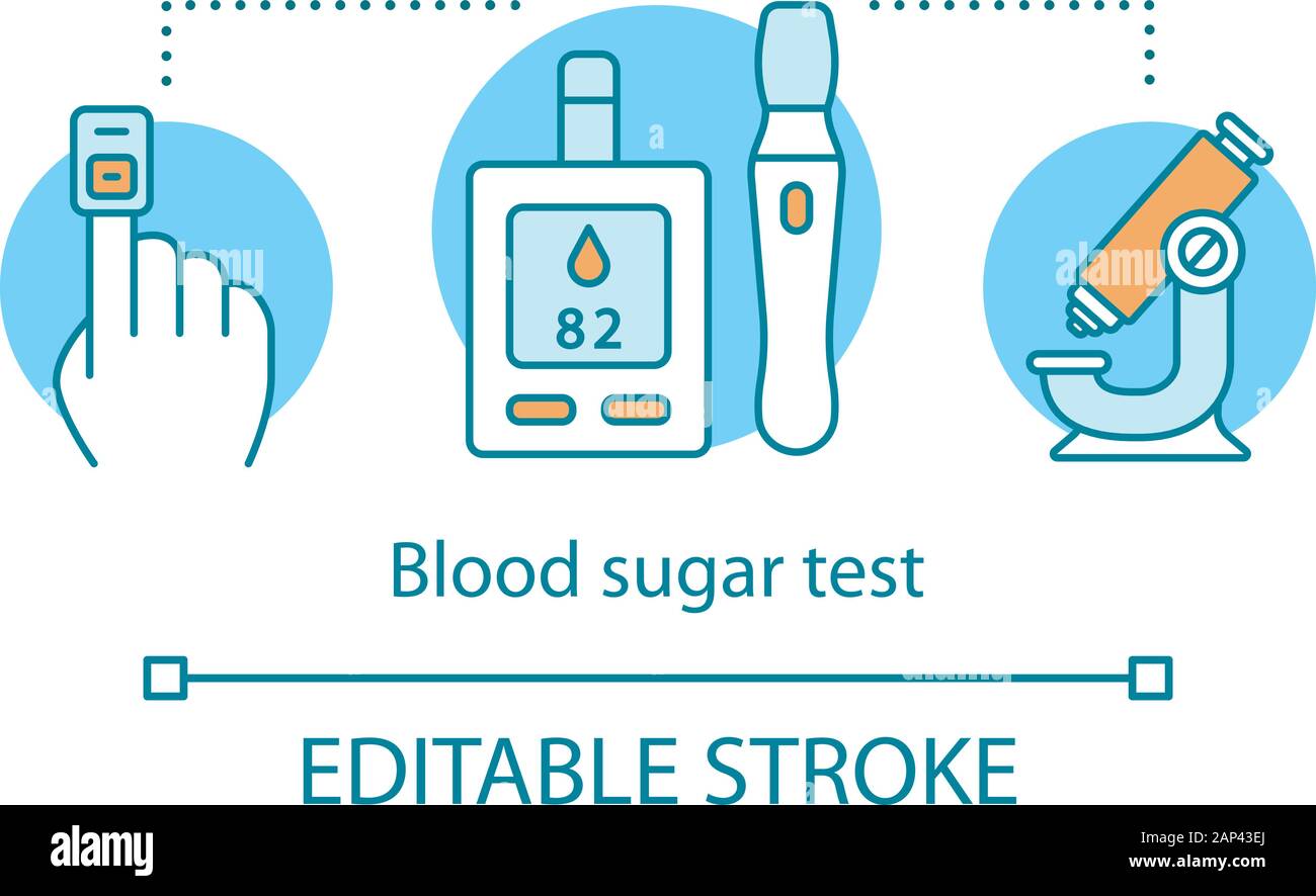 Test de glycémie concept icône. Contrôler le niveau de glucose idée ...