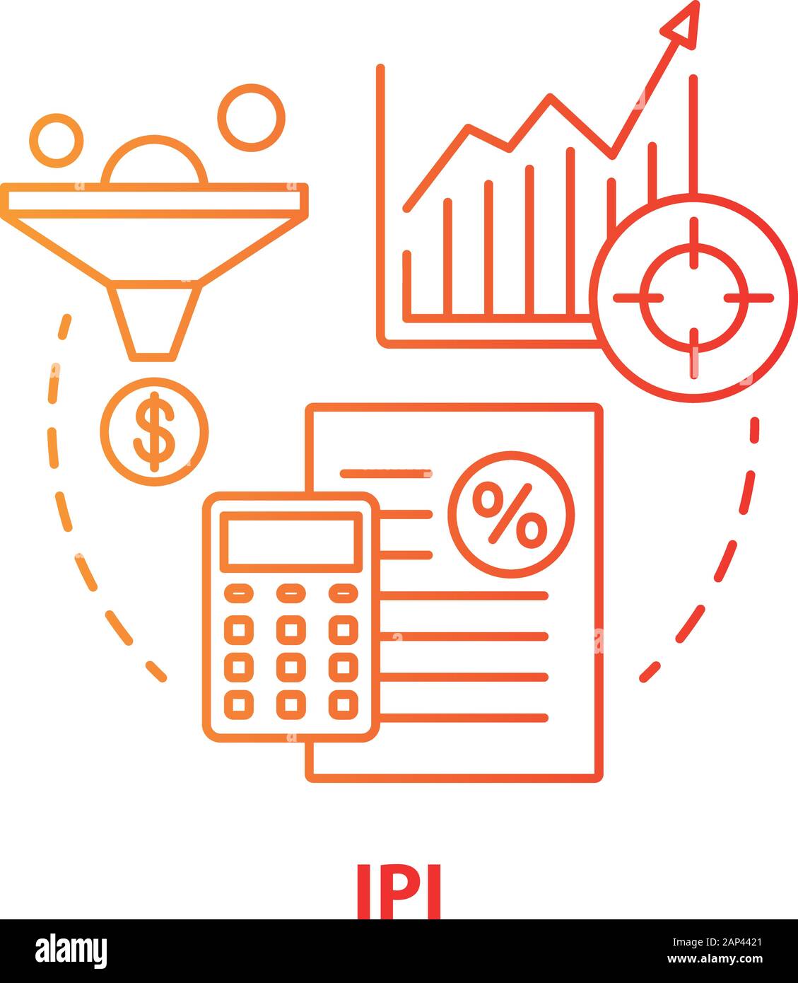 L'icône rouge IPI concept. Indice de la production industrielle idée ...