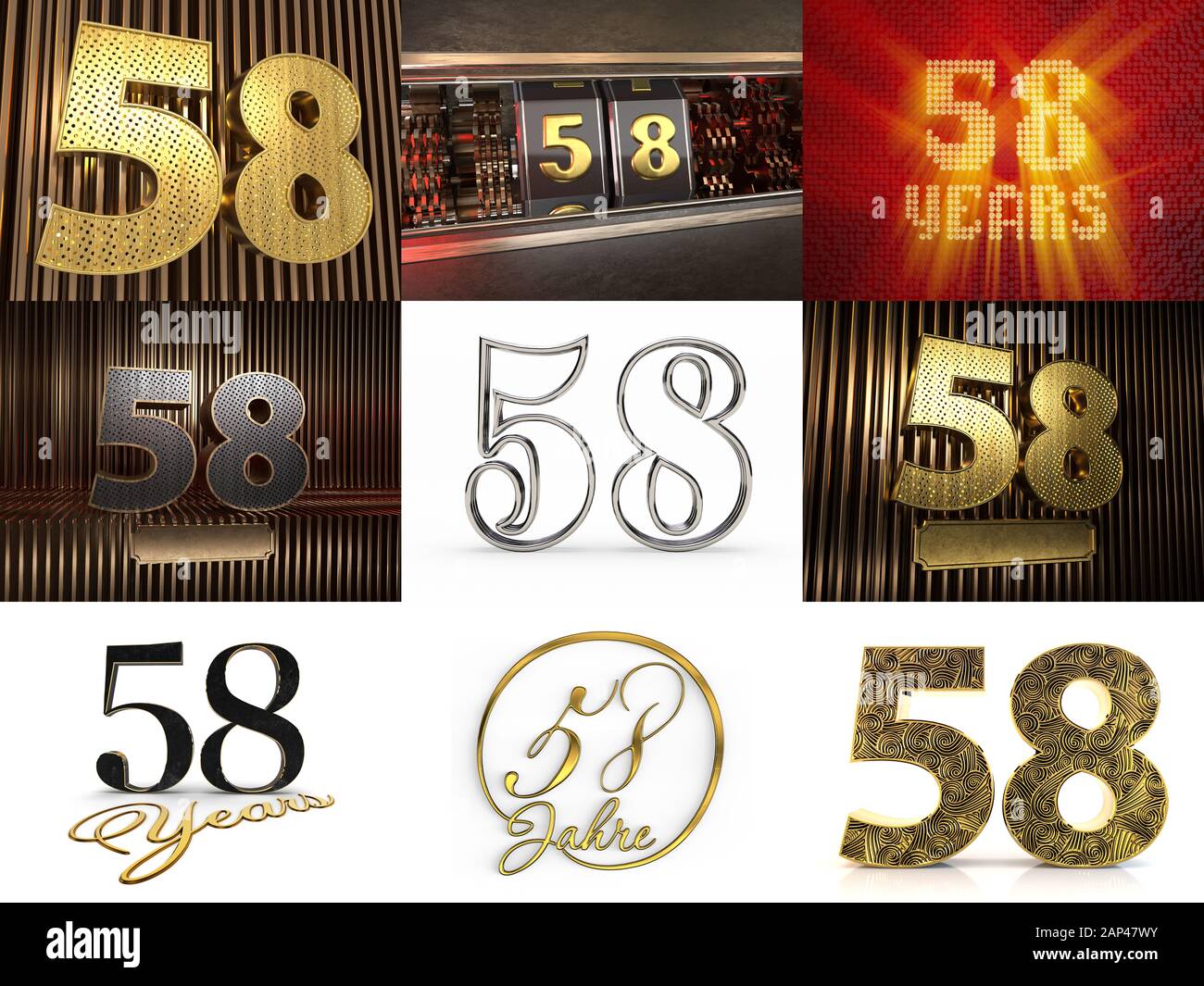 Ensemble de motifs de célébration numéro 58 (numéro cinquante-huit ...