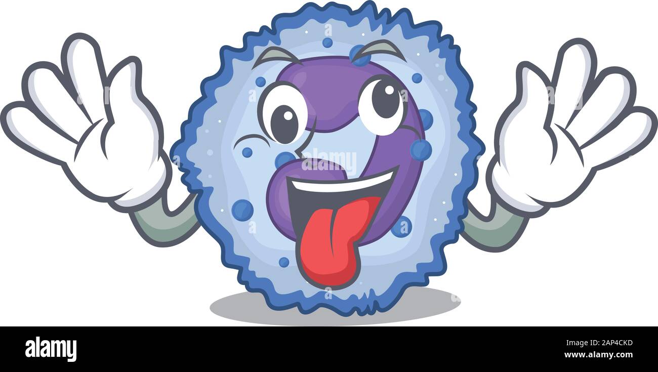 Cellule basophil style de personnage de dessin animé avec un visage fou ...