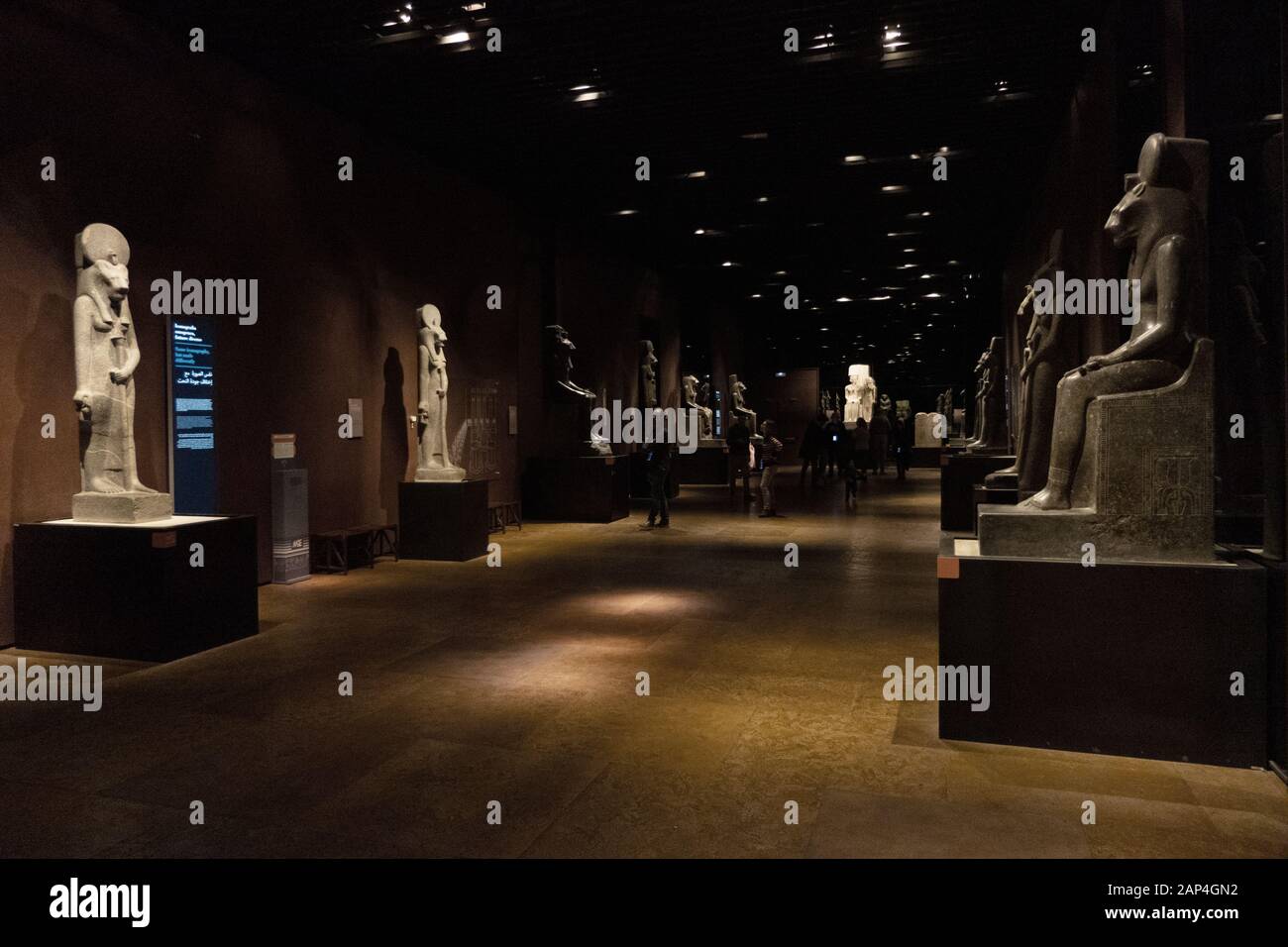 Le Musée égyptien de Turin, Italie avec des artefacts et des statues de ...
