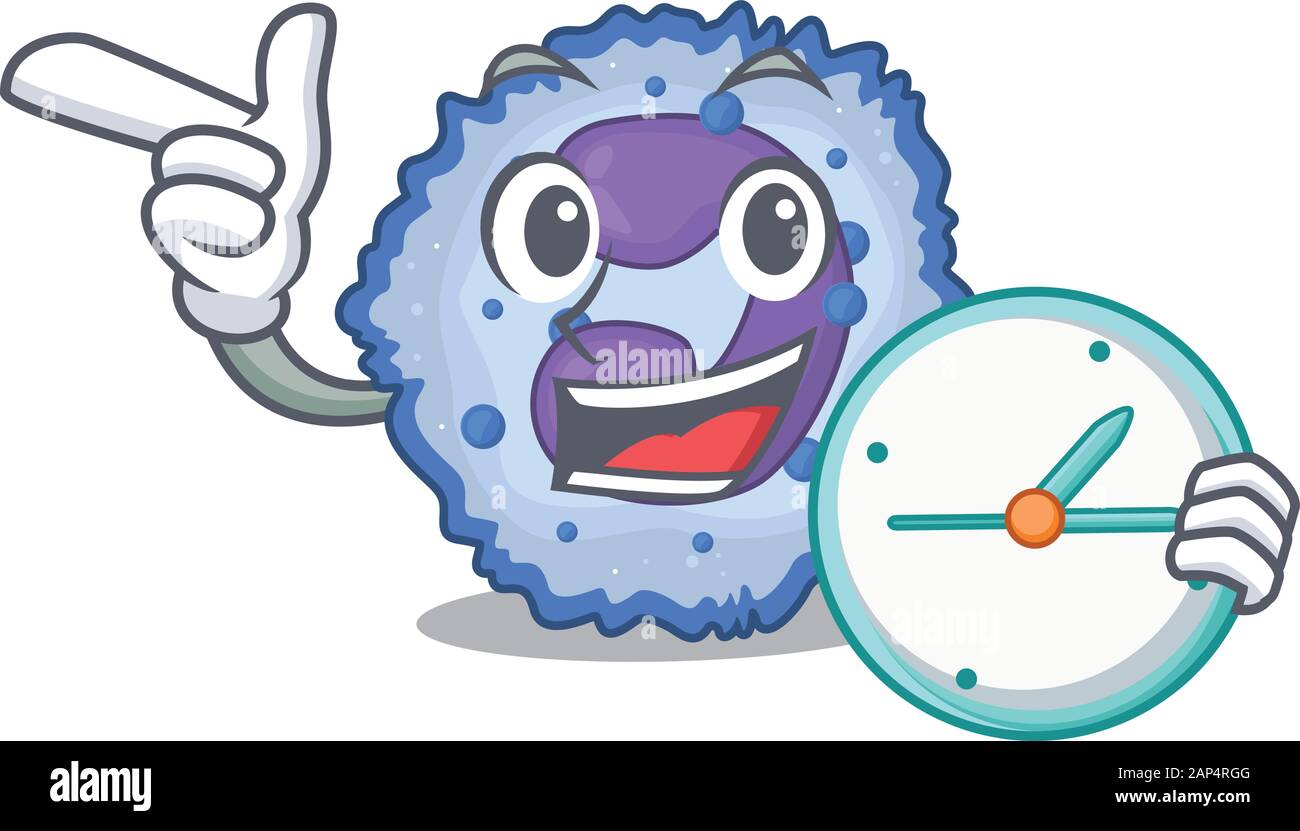 cellule basophil de style personnage de dessin animé avec horloge Image ...