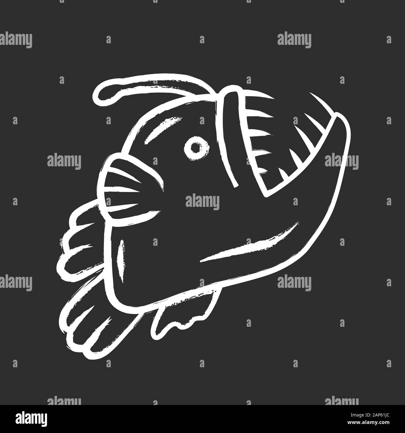 L'icône Chalk baudroie. Une goosefish. Monde sous-marin. Monstre de l ...