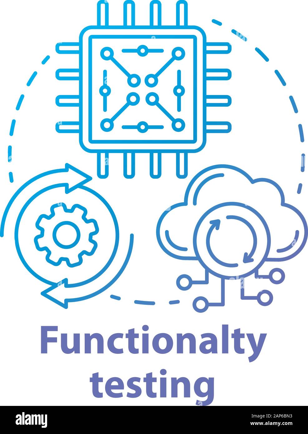 Test de fonctionnalité concept icône. Black-box testing idée fine ligne ...