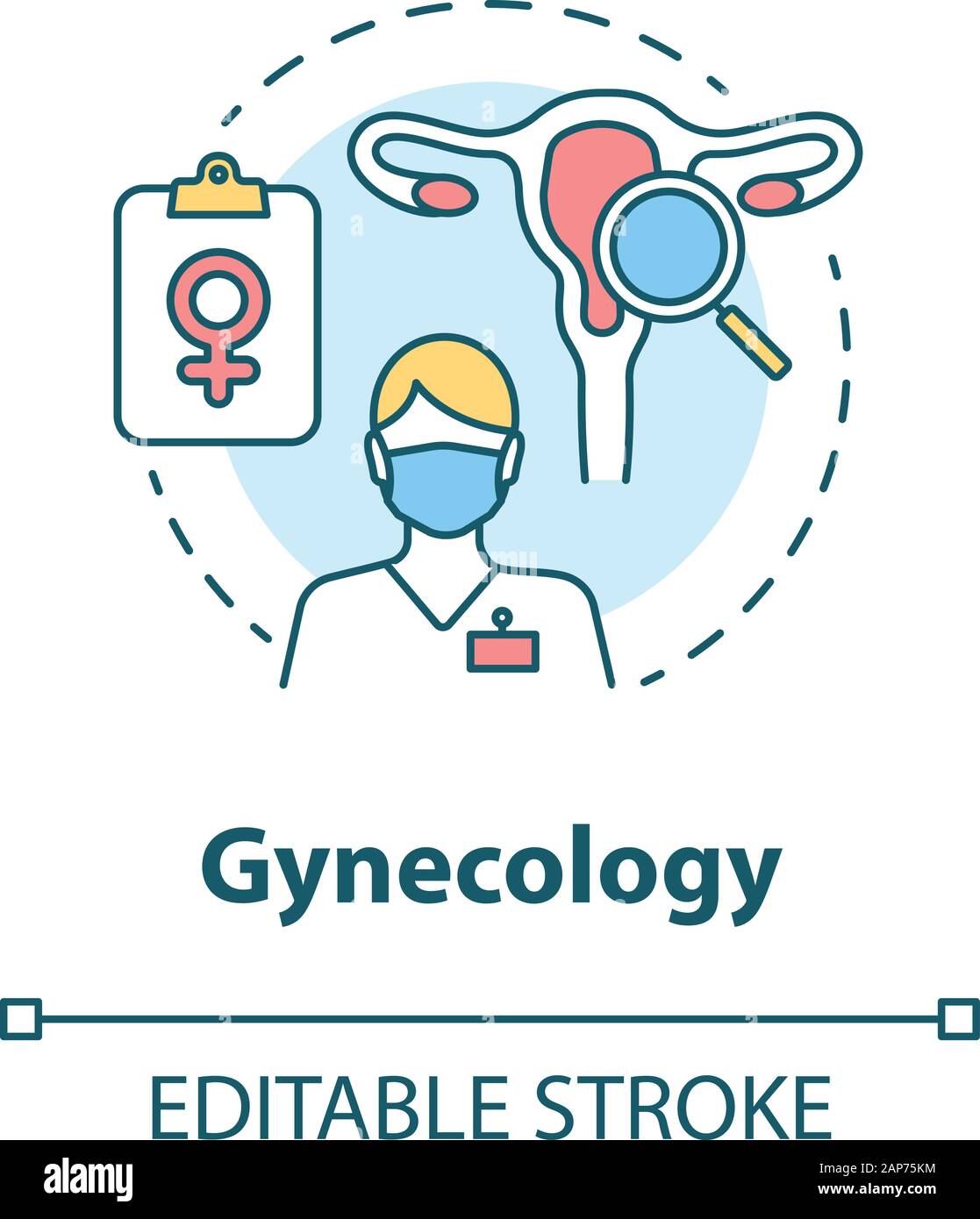 Concept gynécologie icône. Santé des femmes idée fine ligne ...