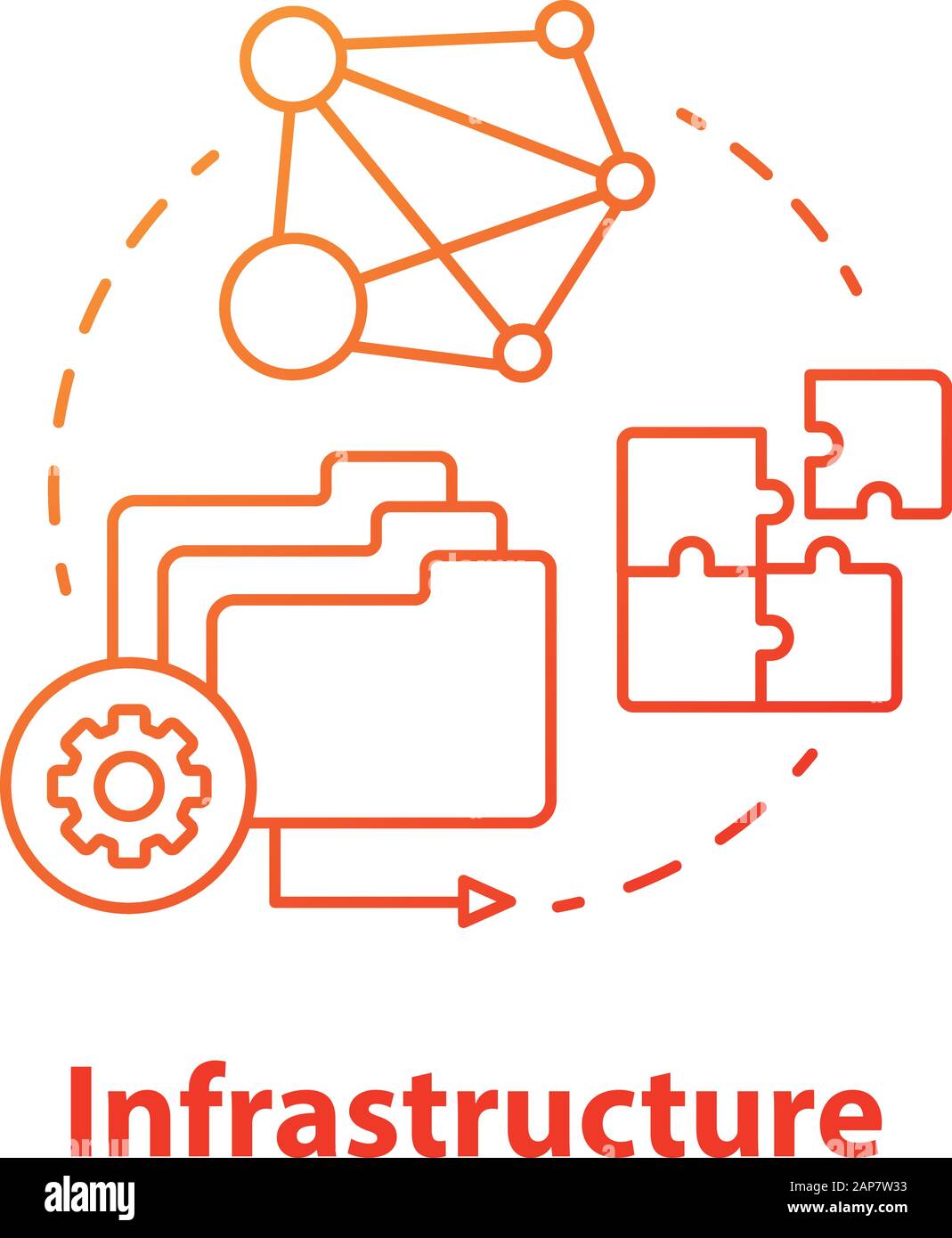 L'icône de concept d'infrastructure. Les outils de développement ...