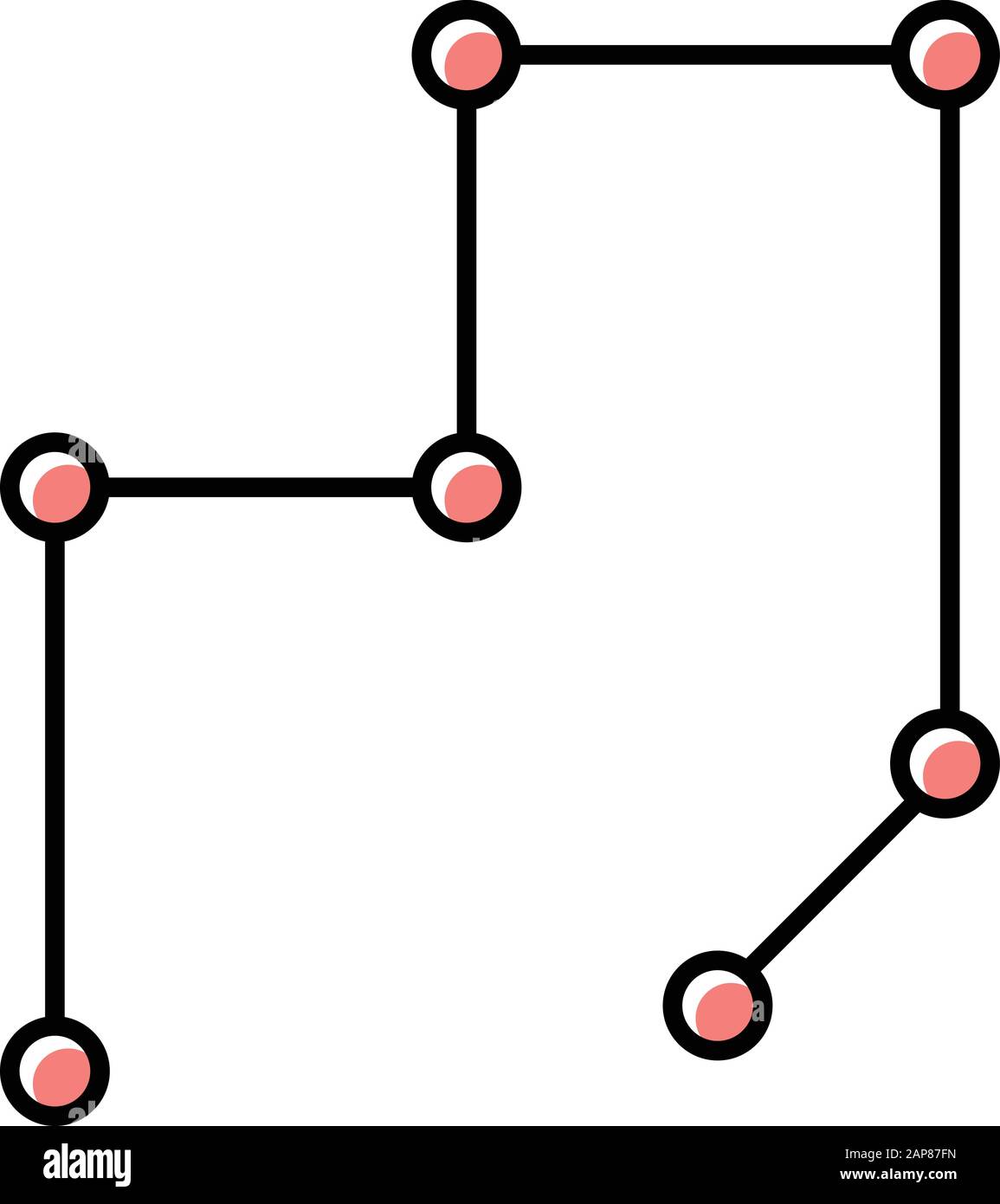 Icône de couleur des lignes connectées. Filet de traits avec des points ...