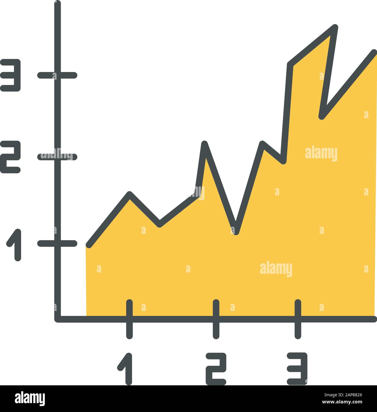Icône de couleur de graphique de zone. Augmentation du graphique avec ...