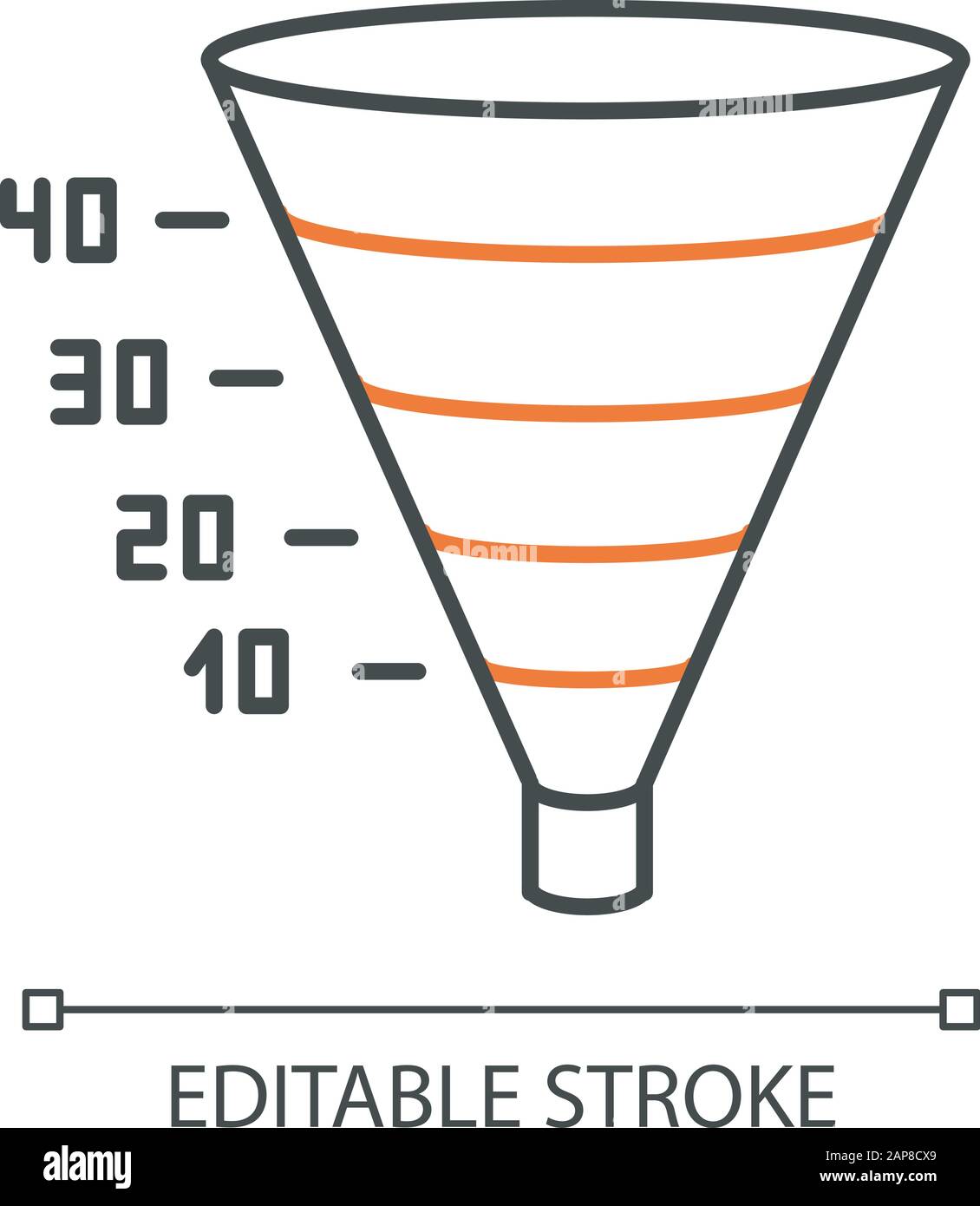 Icône linéaire de graphique d'entonnoir. Graphique de stratégie ...