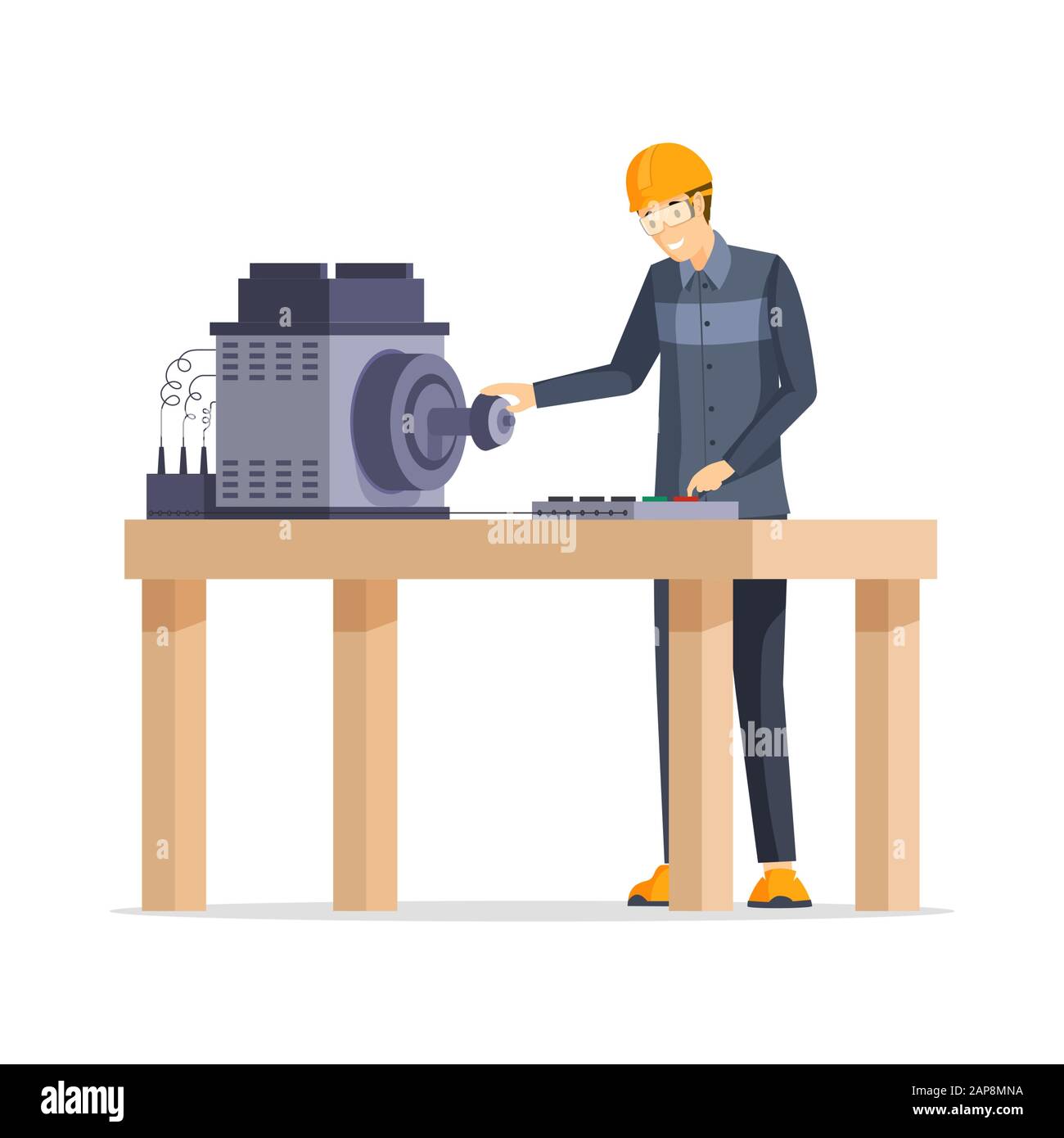 Illustration vectorielle plate de l'employé en usine. Employé de l ...