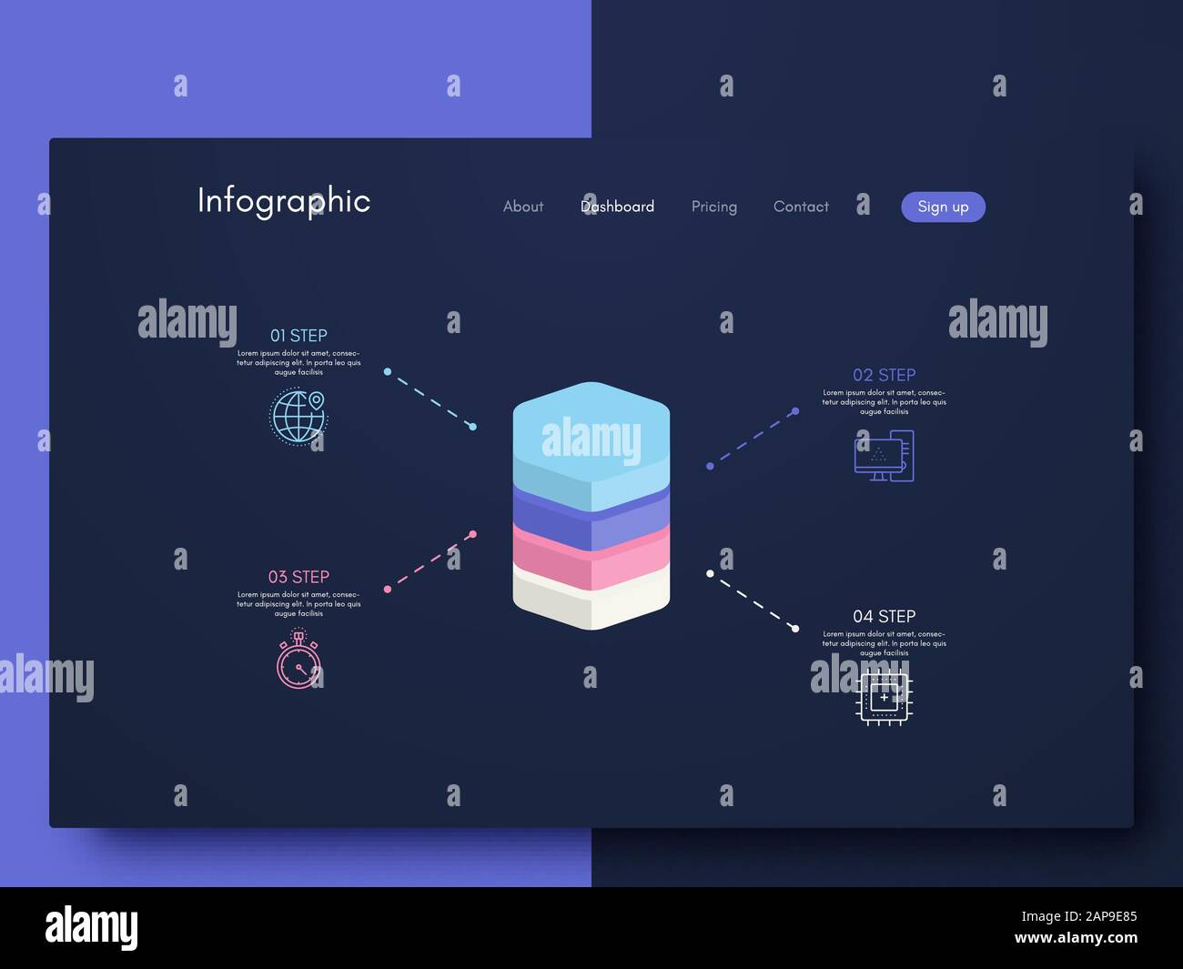 Vector Graphics infographie avec quatre options. Modèle pour la ...