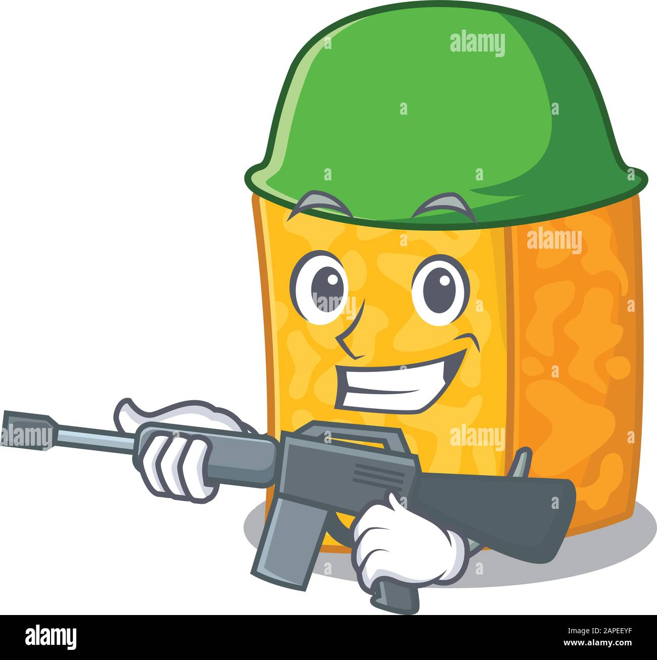 Dessin animé de colby Jack Cheese Army avec mitrailleuse Image Vectorielle Stock - Alamy