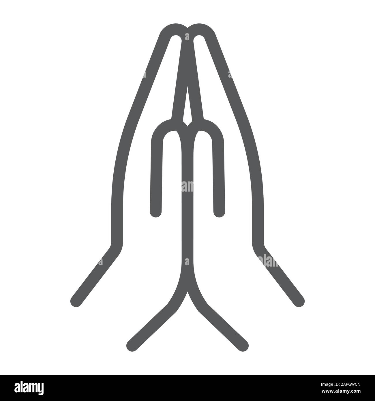 Priez icône de ligne, religion et prière, signe de prière des mains ...