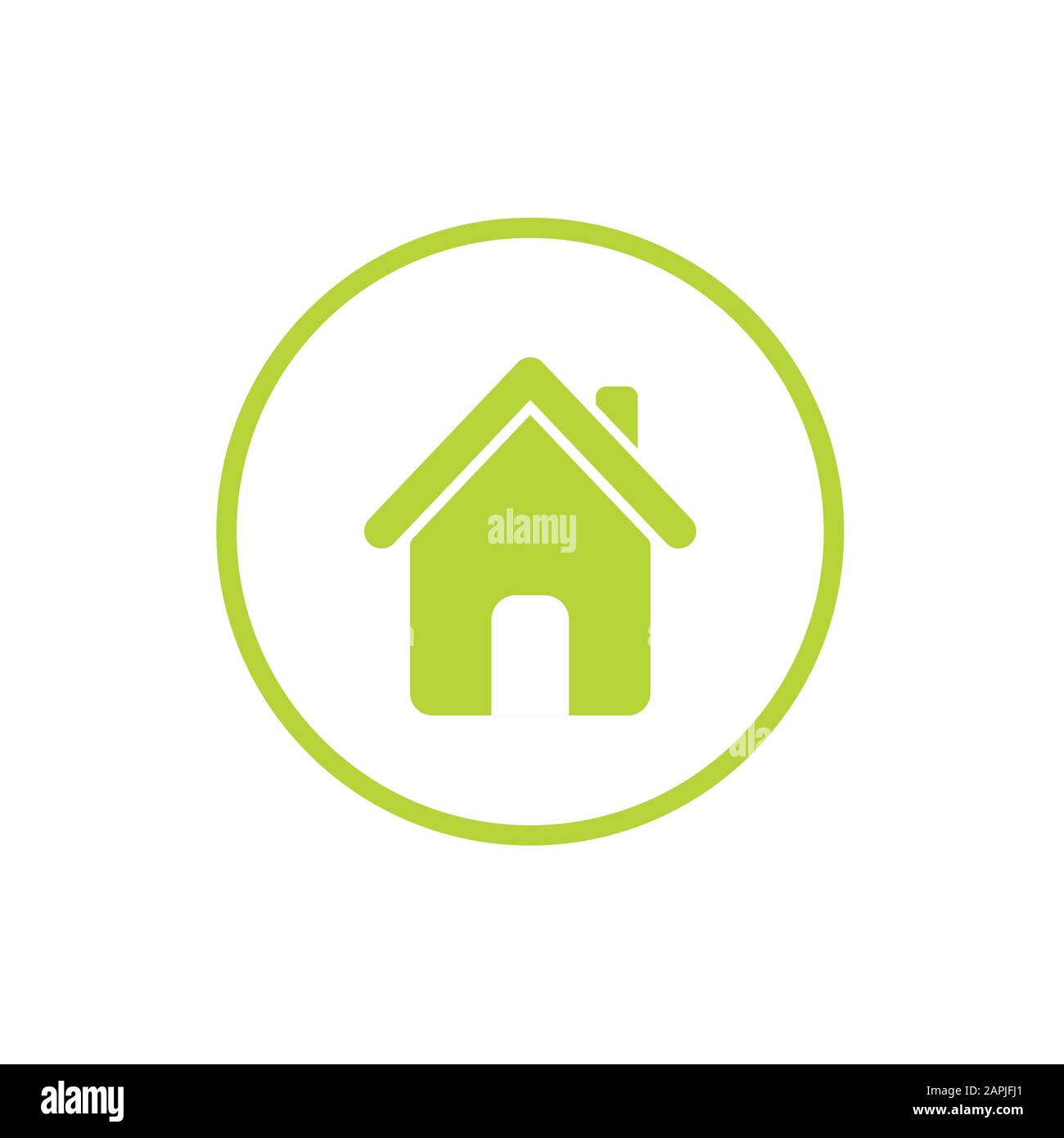 Maison verte plate en cercle vert. Silhouette simple de la maison avec ...