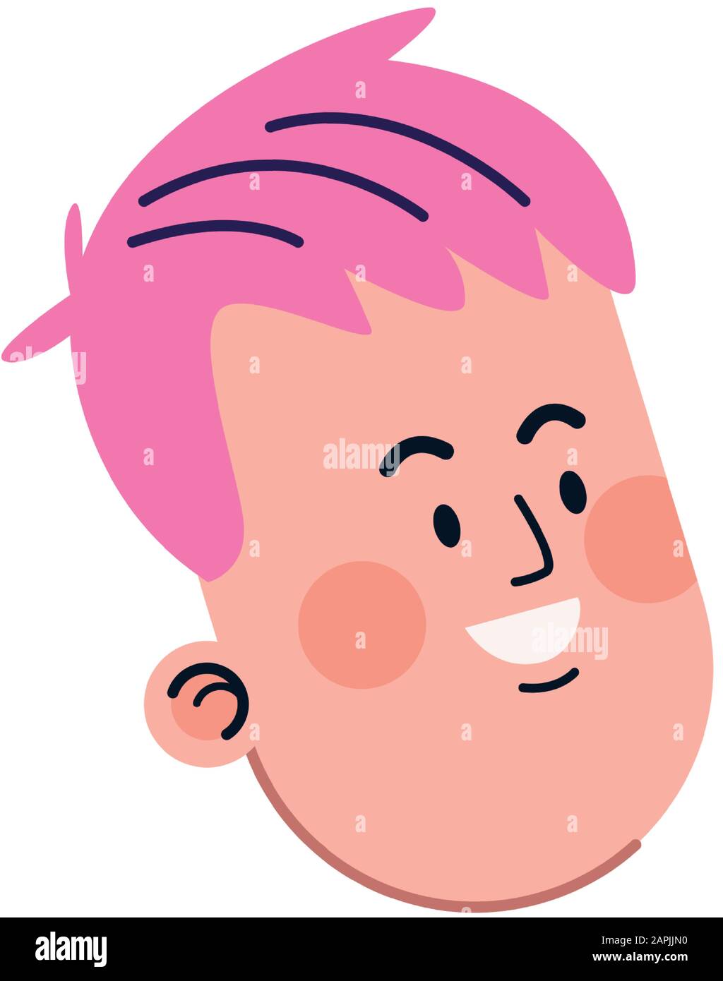 homme de dessin animé avec icône de cheveux roses Image Vectorielle ...