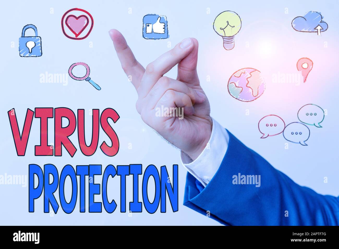 Texte d'écriture de texte protection contre les virus. Programme de ...