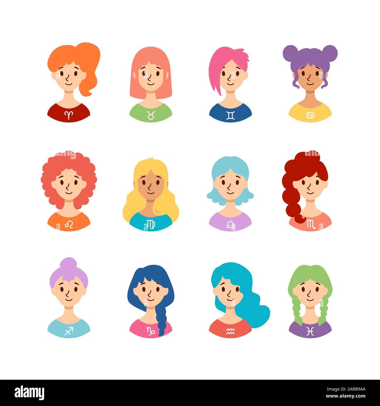 Ensemble de signes d'horoscope en tant que femmes. Collection de signes ...