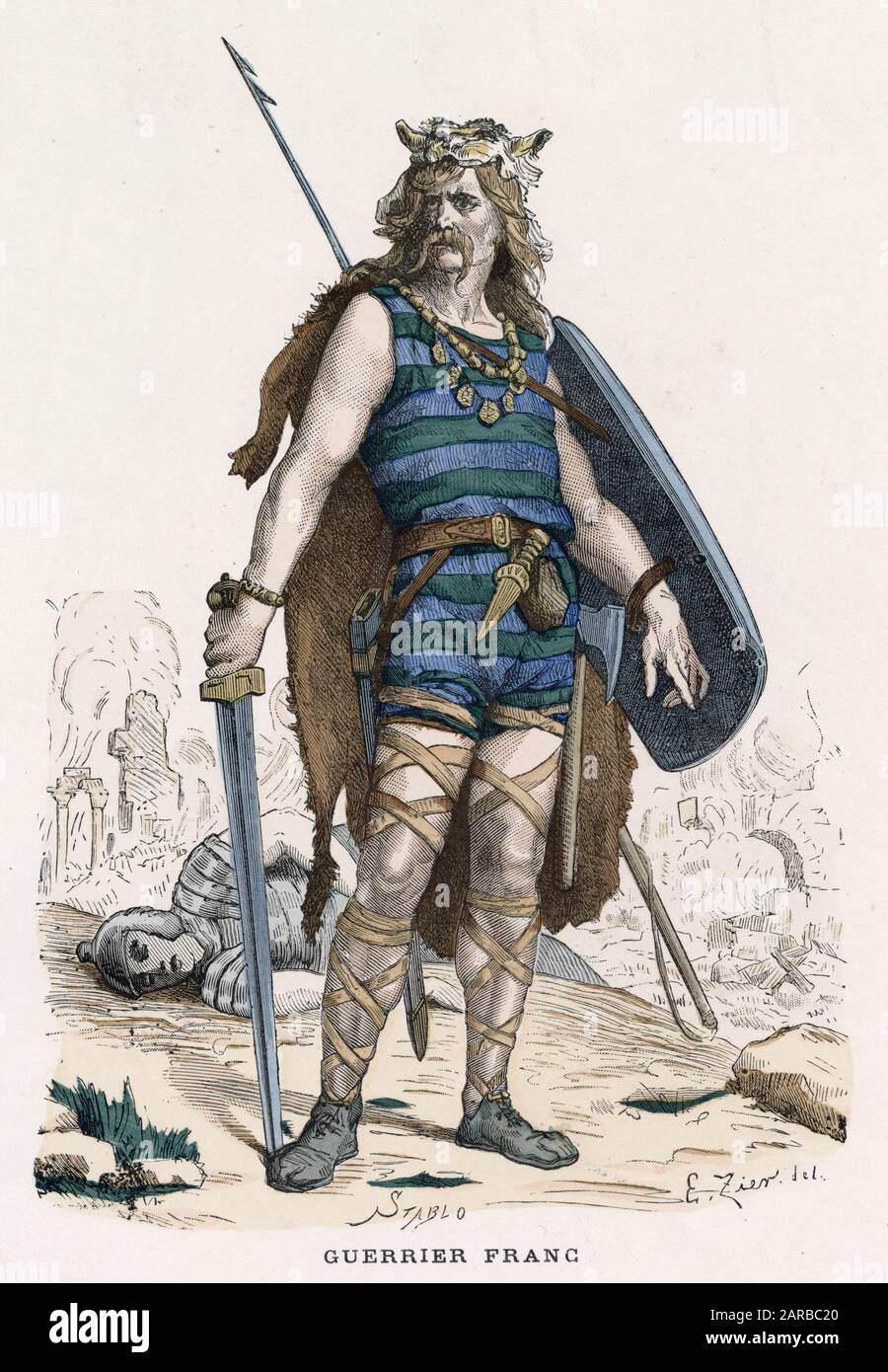 Guerrier avec une lance et une épée Banque de photographies et d’images ...