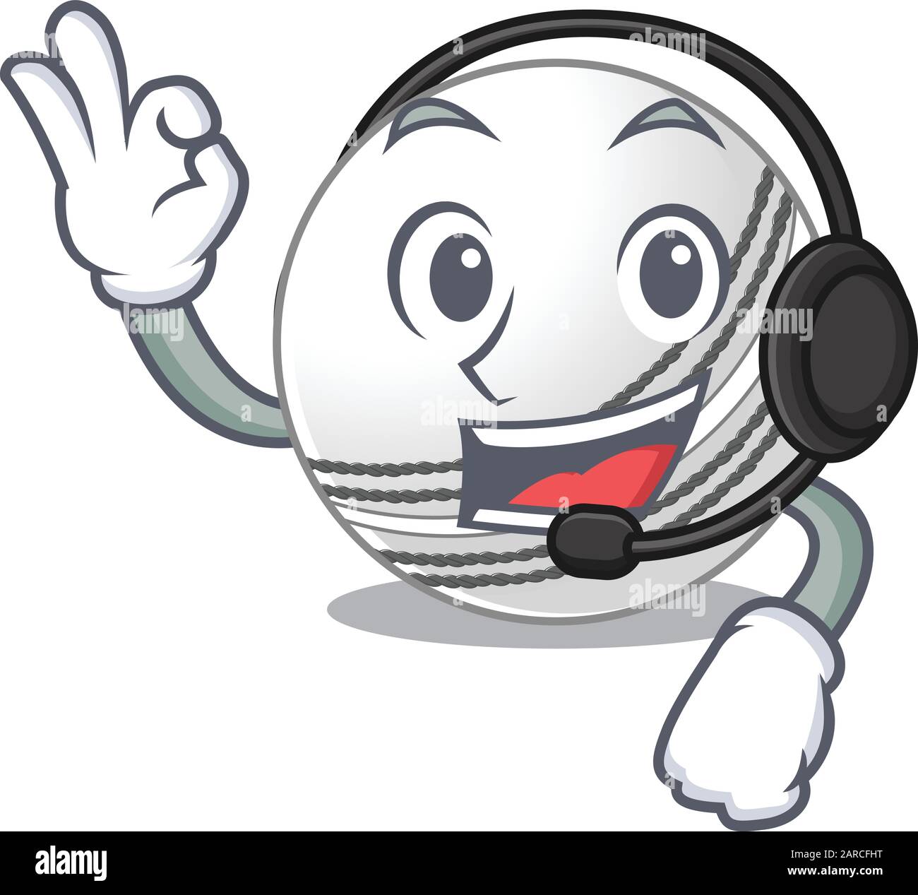 Boule de cricket smiley dessin de personnage de dessin animé portant un ...