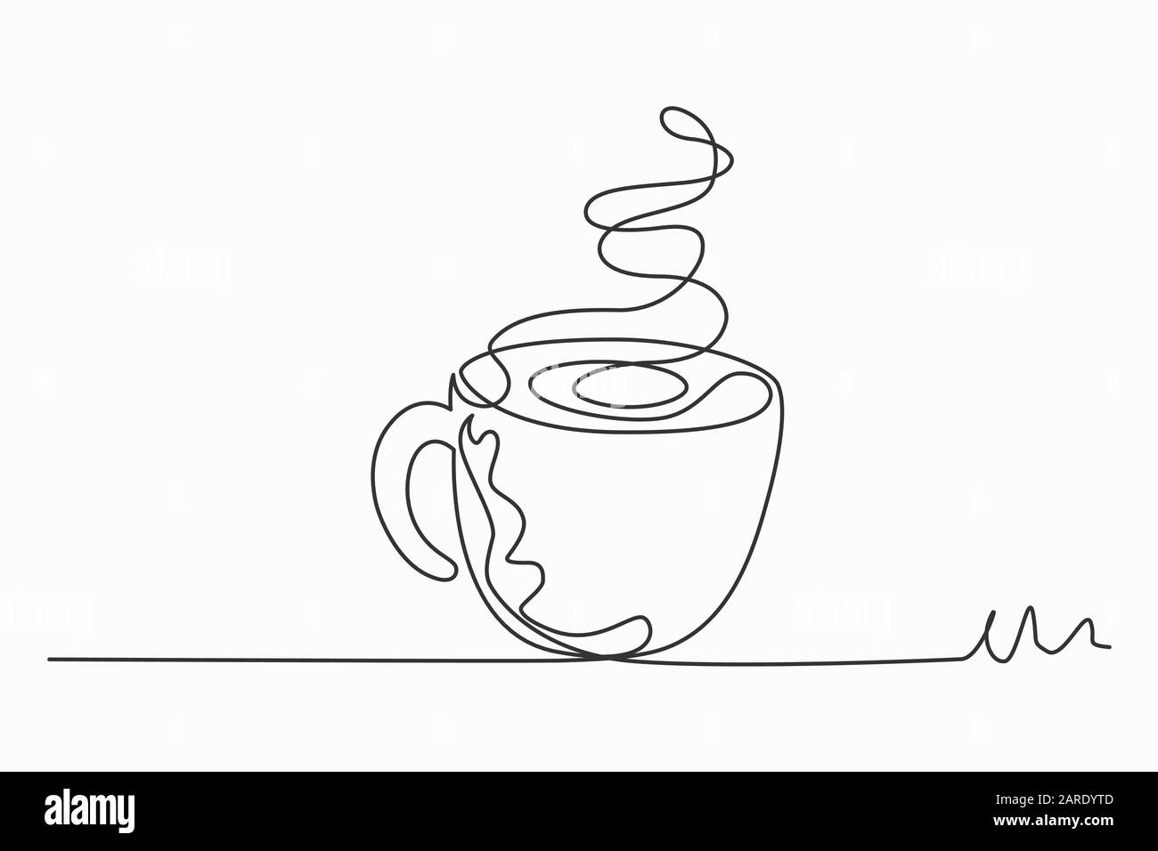 Dessin De Lignes Continues Ou Dessin Dune Ligne De Café Chaud Et De Fumée Une Tasse De Dessin