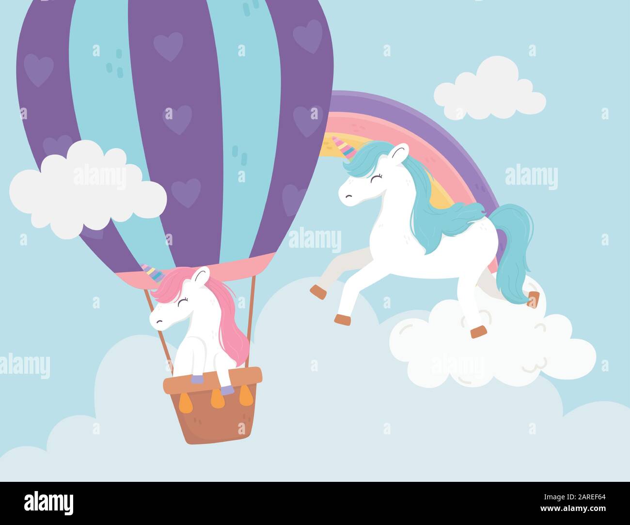 les unicornes volantes montgolfière et sauter nuages ciel fantasy magie ...