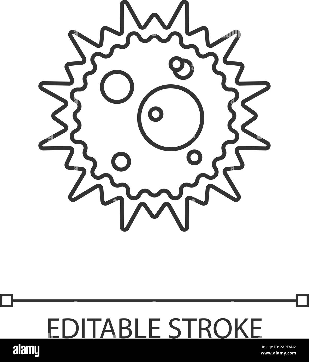 Icône linéaire d'infection virale. Microbe de l'influenza ...