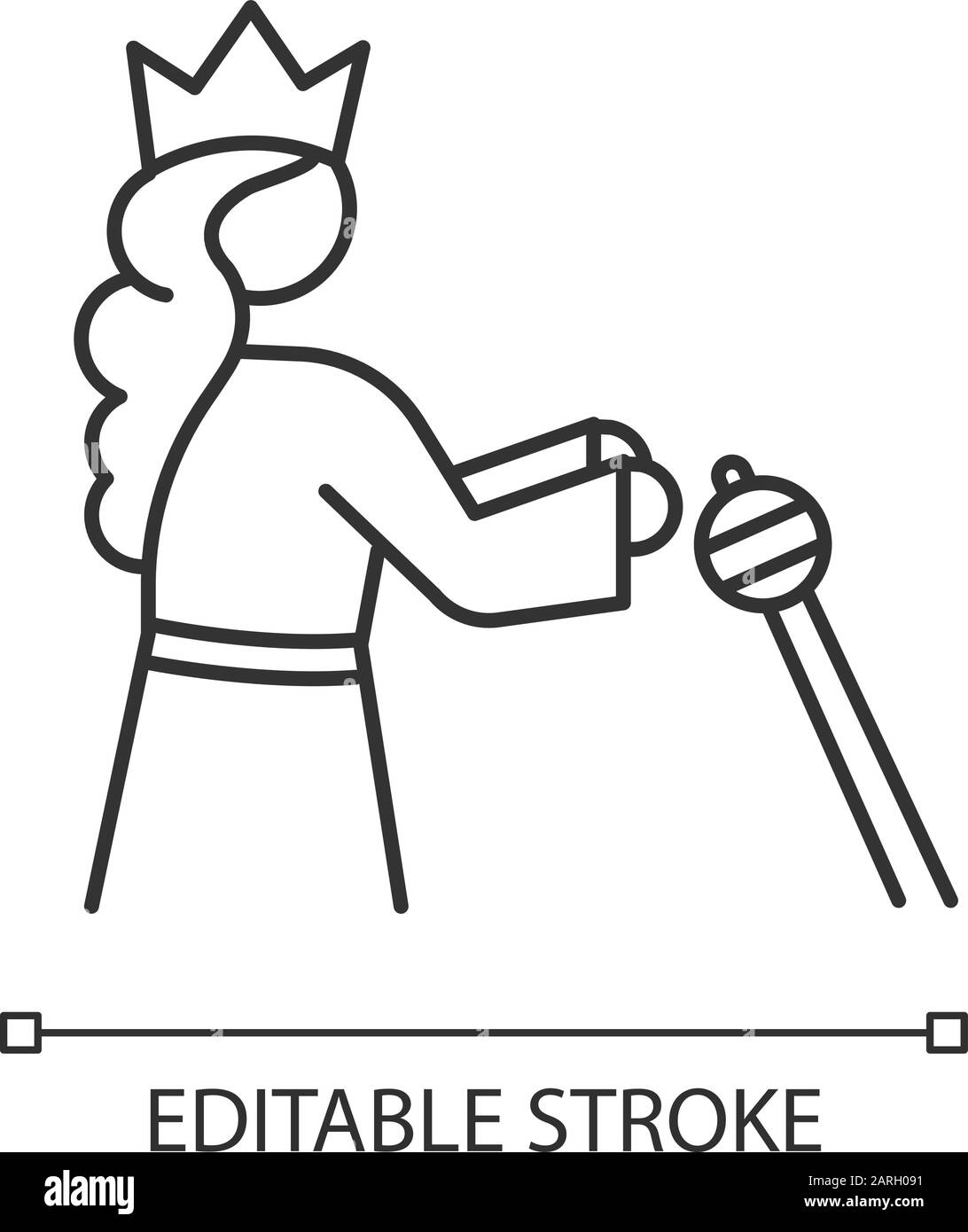 Reine Esther Bible histoire icône linéaire. Tracé de scène de livre ...