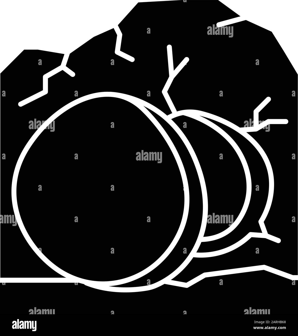 Ouvrir l'icône de glyphe de cercueil. Grotte avec grande pierre à l ...