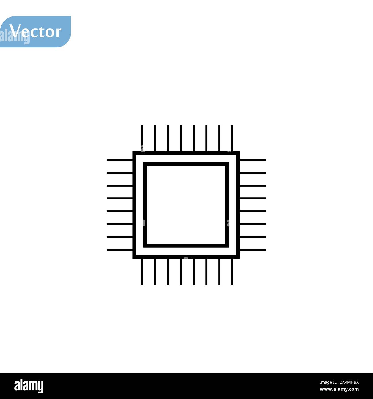 Processeur, icône de ligne de processeur, signe vectoriel de contour ...