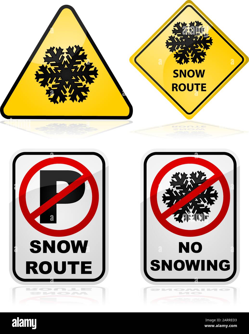 Panneaux de signalisation et neige Banque d'images vectorielles - Alamy