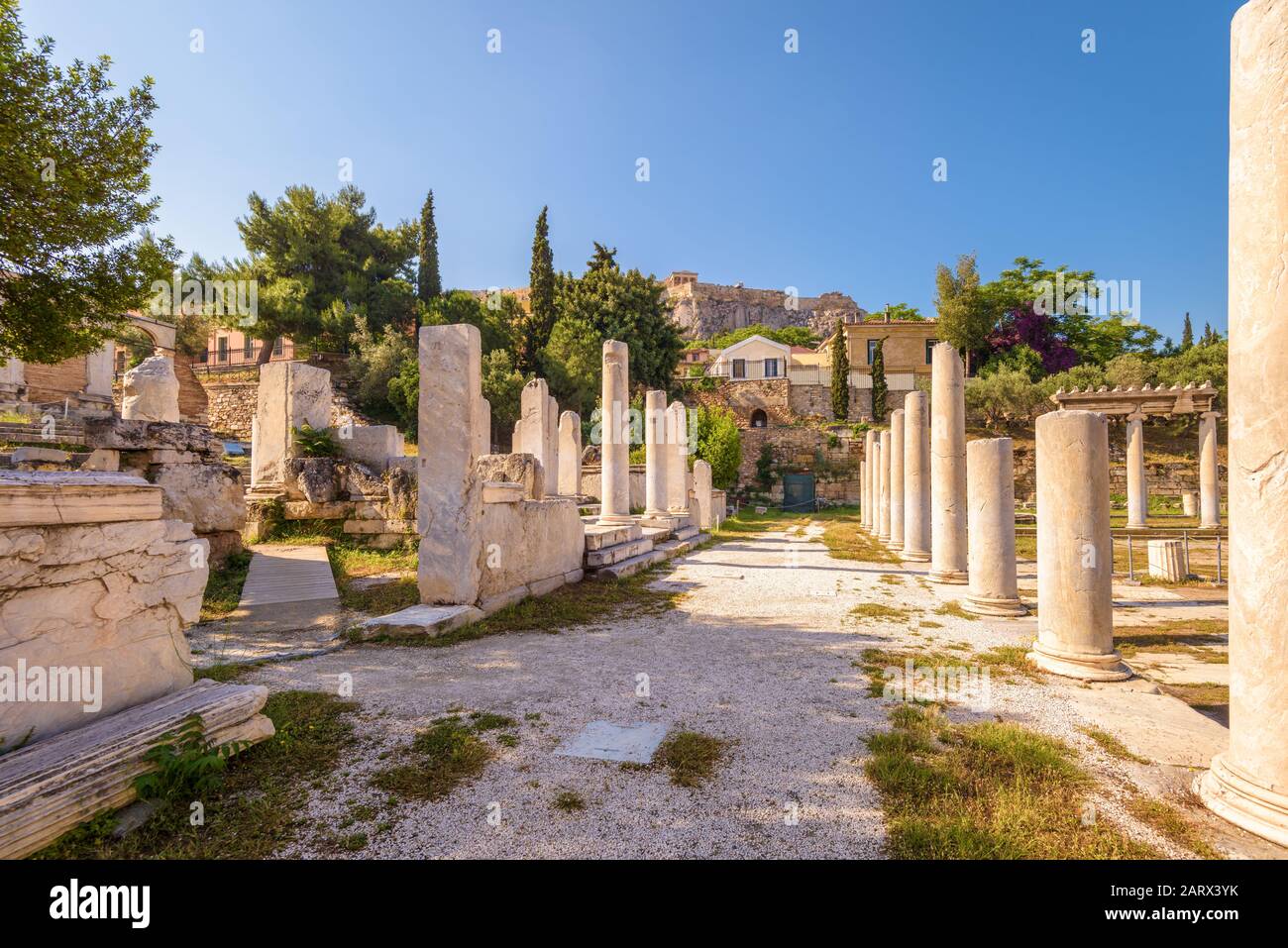 Agora romaine en été, Athènes, Grèce. C'est un ancien monument d ...