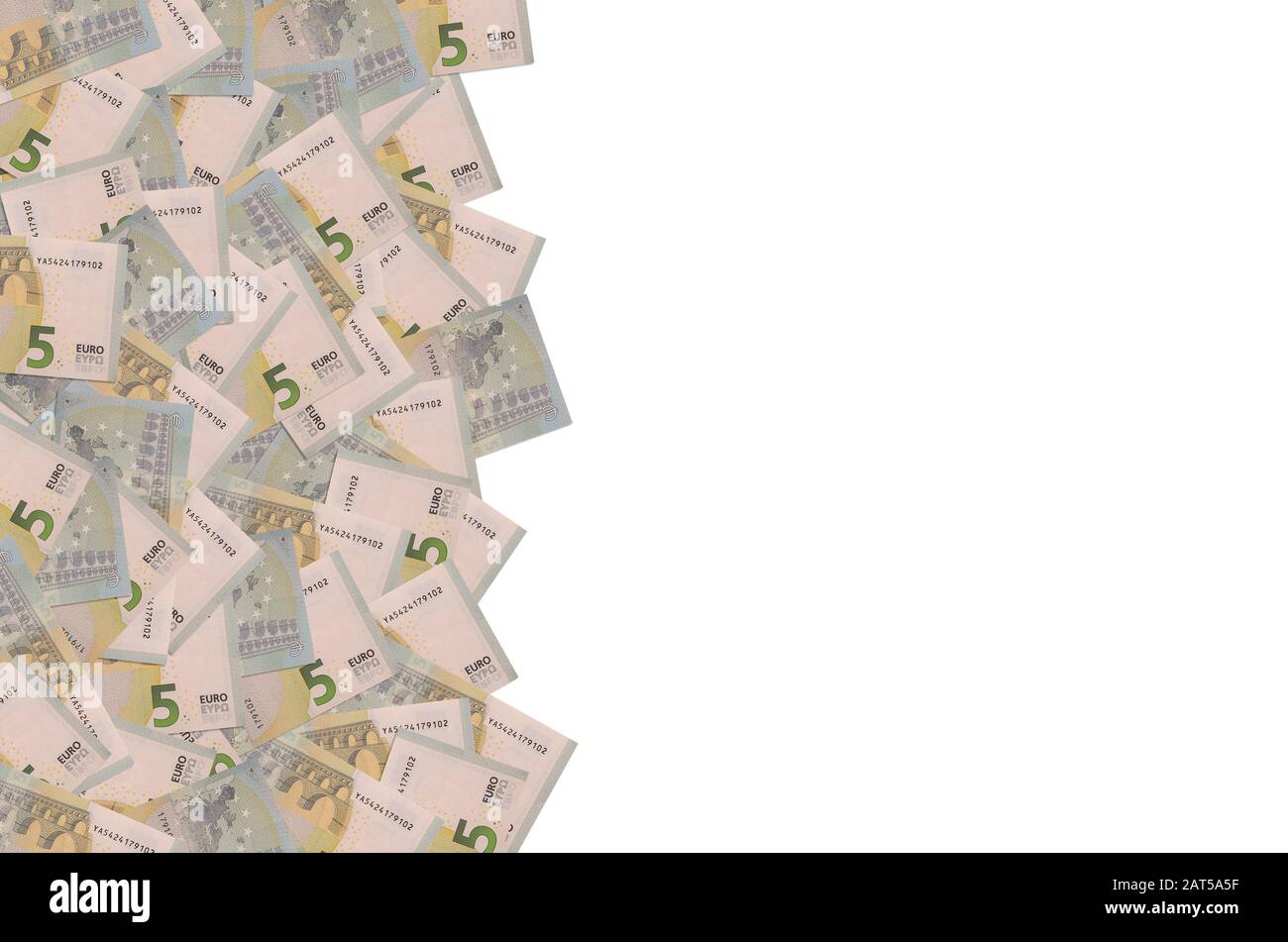 Modèle de gros plan de 5 billets en euros avec petits détails marron ...