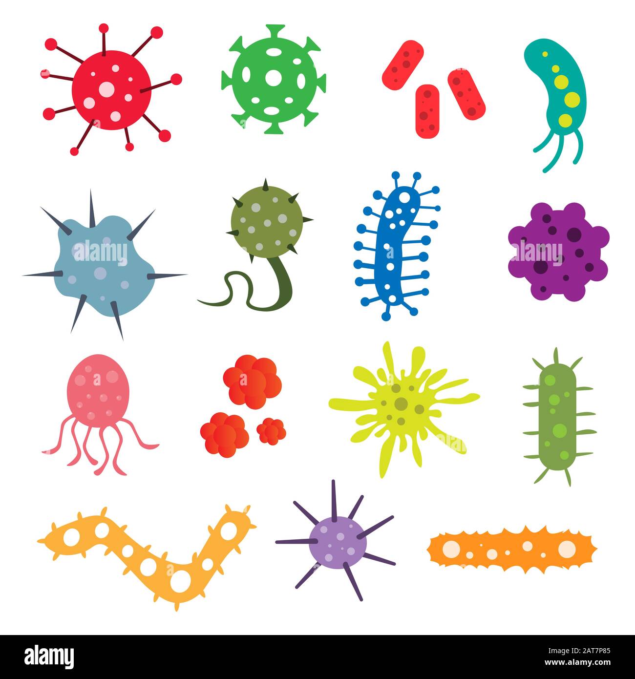 Des icônes de bactéries et de germes sont définies. Illustration ...