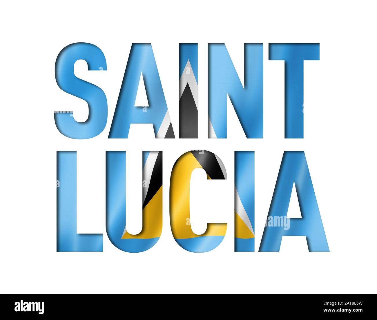 Police texte drapeau Sainte-Lucie. Arrière-plan du symbole national ...