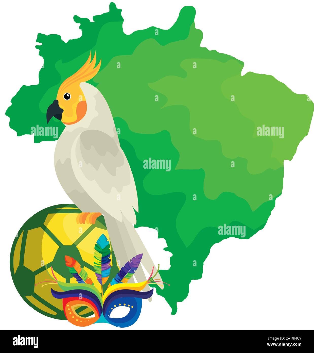 carte du brésil avec perroquet et icônes traditionals Image Vectorielle ...