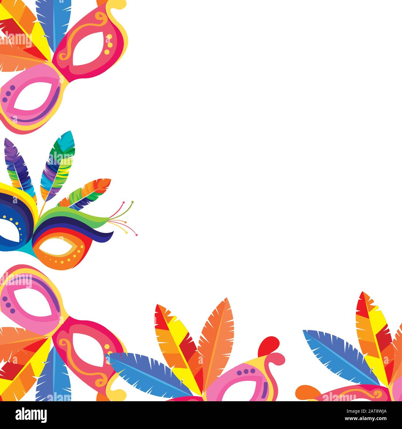 cadre de masques carnaval avec plumes Image Vectorielle Stock - Alamy